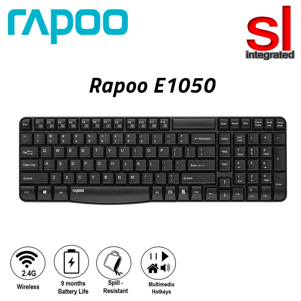 RAPOO E1050 Multimedia Hotkey Wireless Keyboard with Spill Resistant | Shopee Malaysia