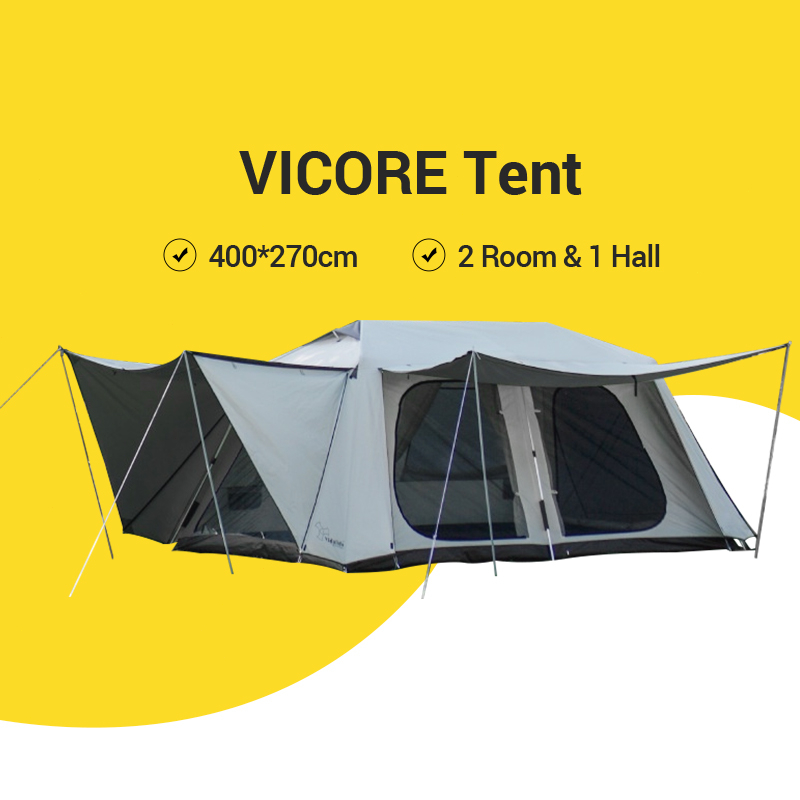 VIDALIDO Vicore Auto Tent 2022 Luxury Large Villa Camping Tent with Two Bedrooms Aluminum Alloy ...