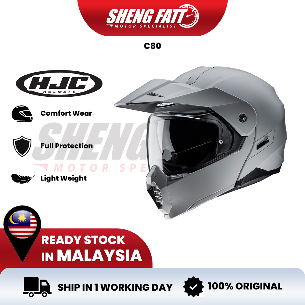 HJC C80 Dual Sport Modular Helmet Motor Visor Topi Keledar Keselamatan ...