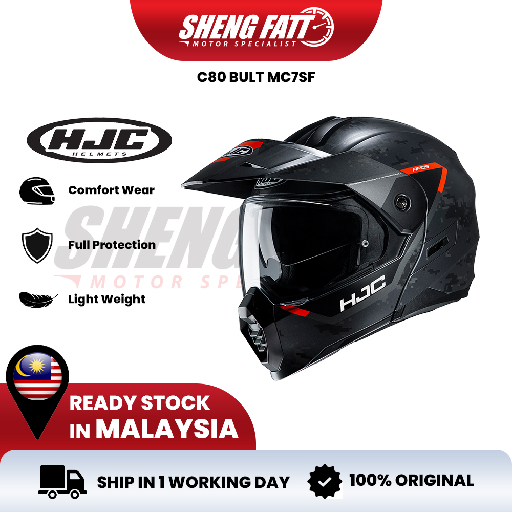 HJC C80 BULT Dual Sport Modular Helmet Motor Visor Topi Keledar ...
