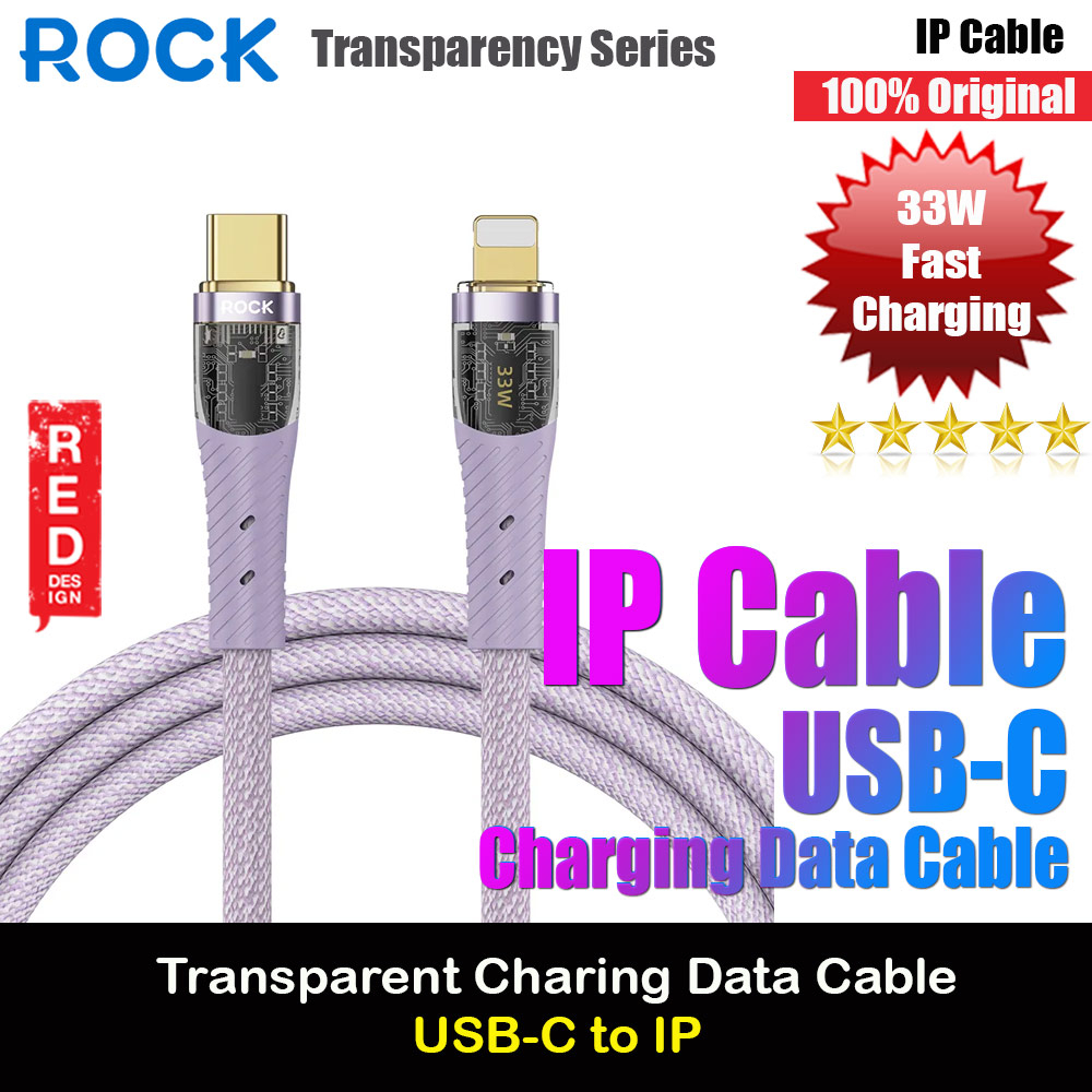 ROCK Z21 PD 33W Transparent Series Fast Charging Data Cable USB-C to IP ...