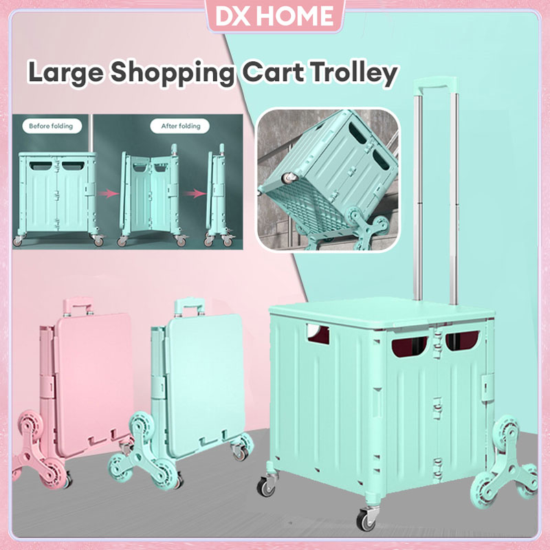 75L Large Shopping Cart Trolley Hand Pull Trailer Shopping Trolley ...