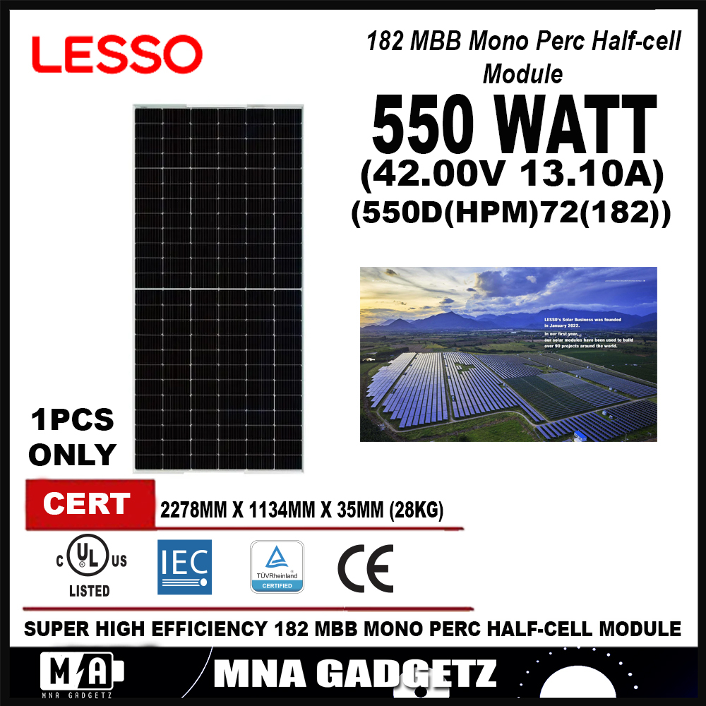 LESSO 550W 182 MBB MONO PERC HALF-CELL MODULE MNA GADGETZ SOLAR PANEL ...