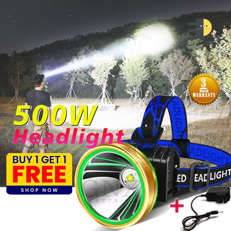 500W Led High Power Headlight/headlamp/lampu kepala Rechargeable Led ...