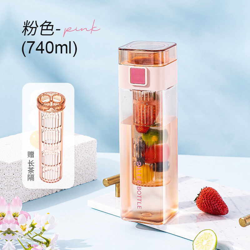 Diller Cuboid Tritan Direct Drink Water Fruit Tea Bottle with Infuser ...