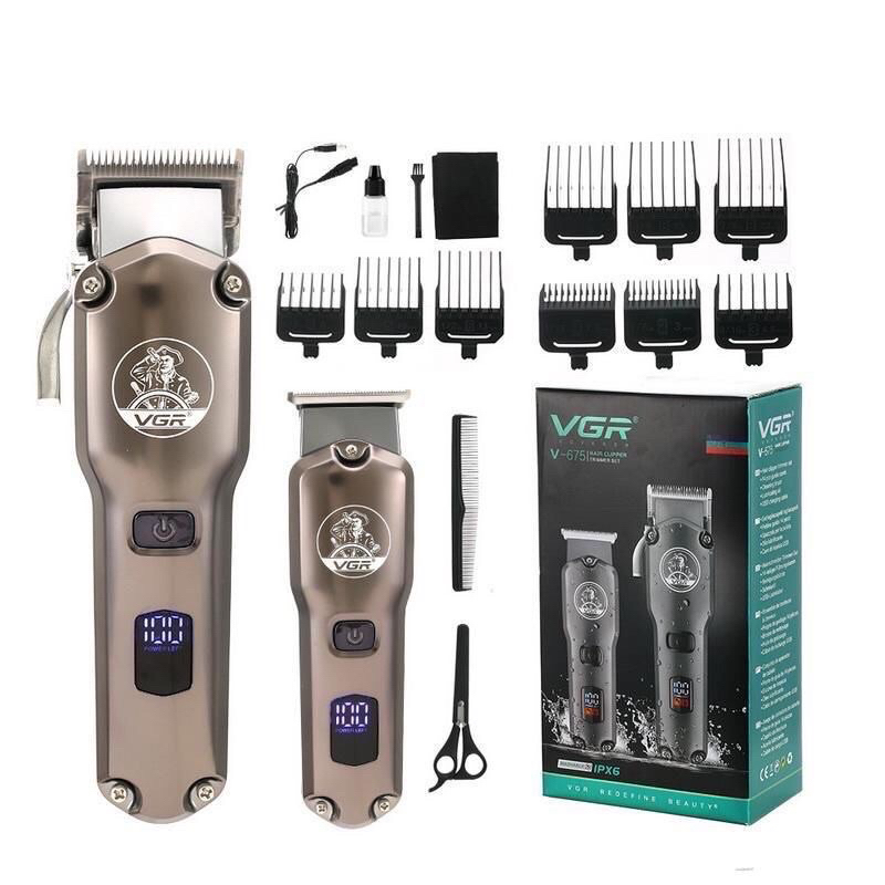 ORIGINAL VGR V-675 High-power Hair Salon TWO(2)-piece Mechine Hair Clipper LCD Digital Display ...