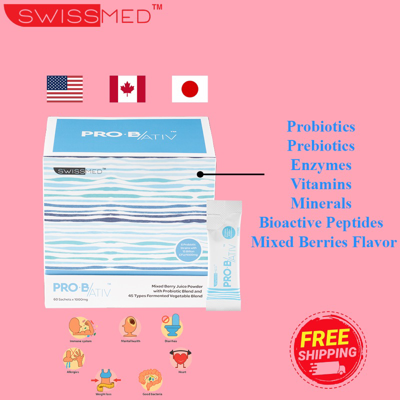 SWISSMED™ ProB-ATIV 1000mg Probiotics 60’S | Shopee Malaysia