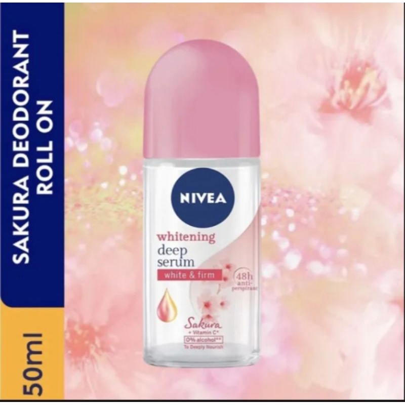 NIVEA Deodorant Deep Bright &firm serum Sakura Roll on 50ml | Shopee ...