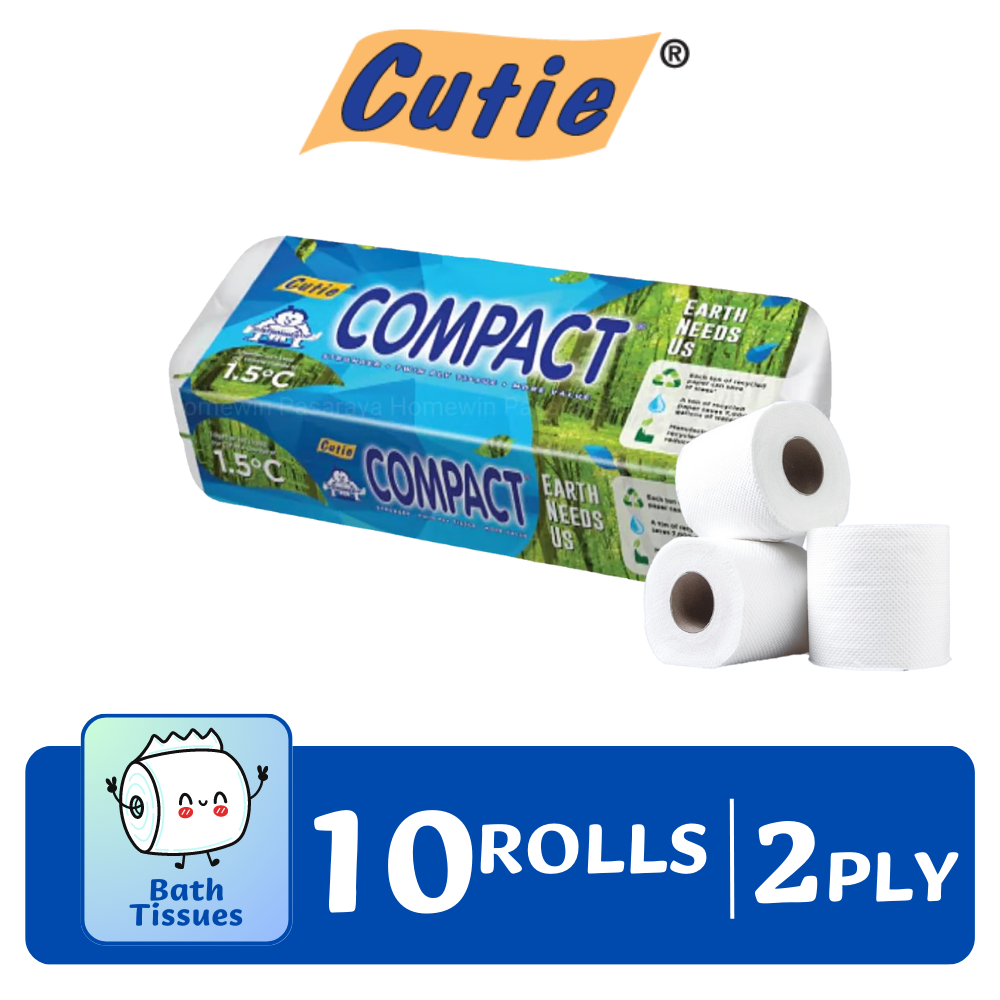 [Ready Stock] Cutie Compact 10 Rolls Toilet Paper 100% Eco-Friendly Tissue 2PLY Toilet Paper ...