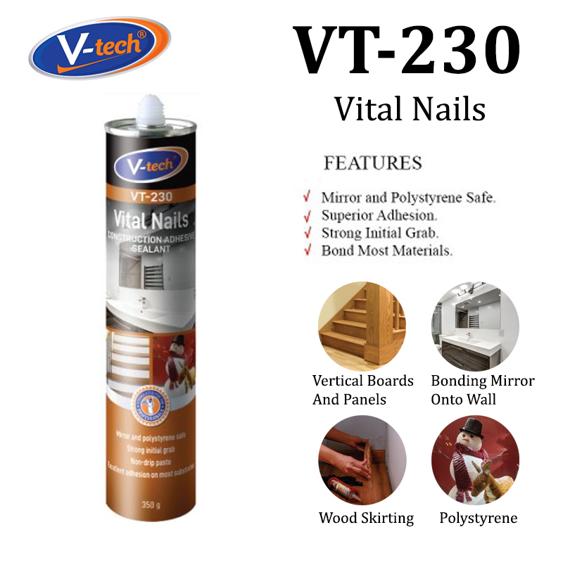 YY DiY V-TECH VT-230 Vital Nails Xbond Construction Adhesive Sealant | Shopee Malaysia