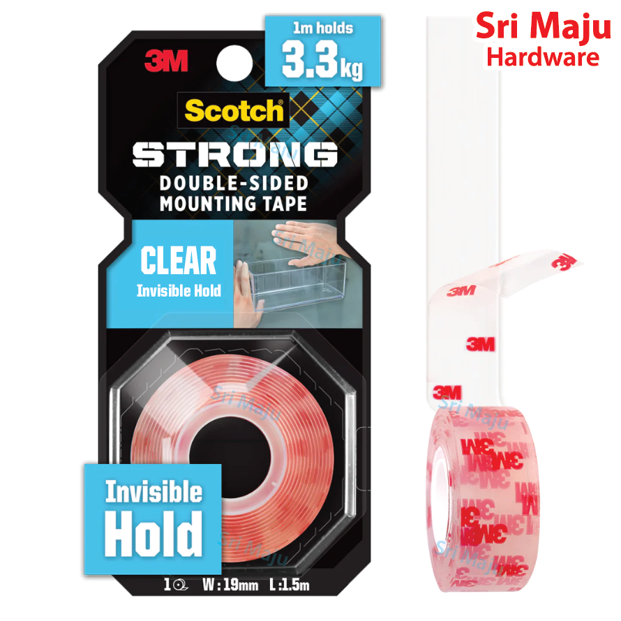 MAJU 3M Scotch 410-S19 19mm x 1.5M Clear UV Resistant Indoor Acrylic ...