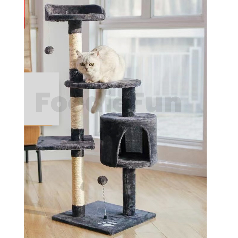 Cat Tree House Wood Condo Bed Scratcher House Tower Hammock Climbing