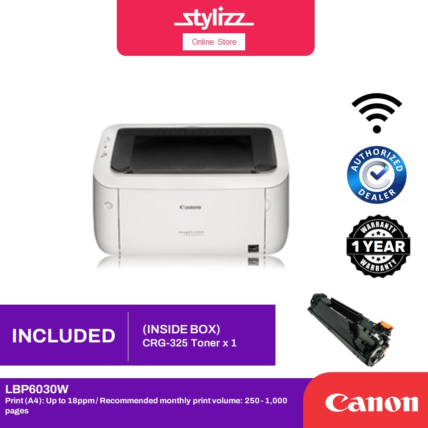 Canon Imageclass LBP6030 LBP 6030 LBP6030W Mono Laser Printer - Bundle Original Canon Toner Crg ...