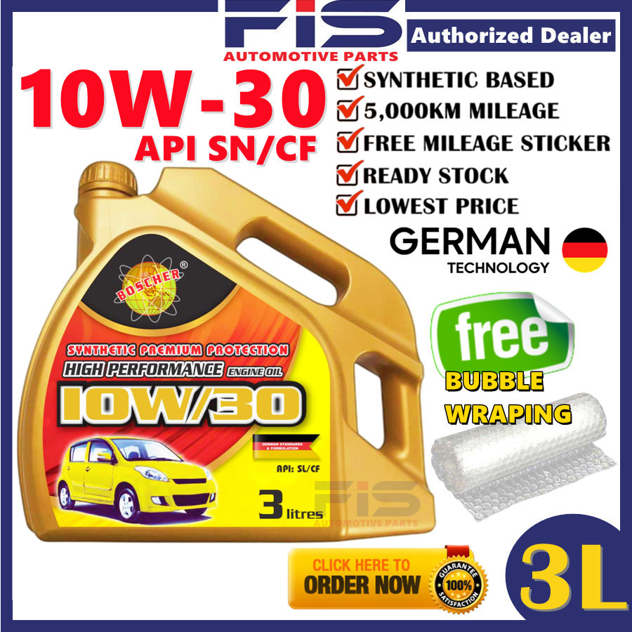 FIS Boscher Engine Oil 10W30 3Liter Synthetic Perodua Viva Kancil ...