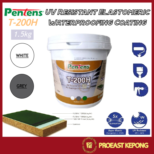 PENTENS ( 1.5KG ) T-200H UV Resistant Elastomeric Waterproofing Coating ...