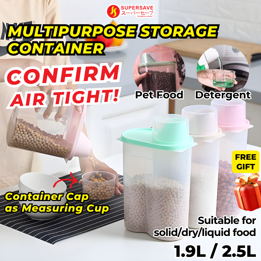 SUPERSAVE Air Tight Food Container Measuring Cup Rice Storage Box ...