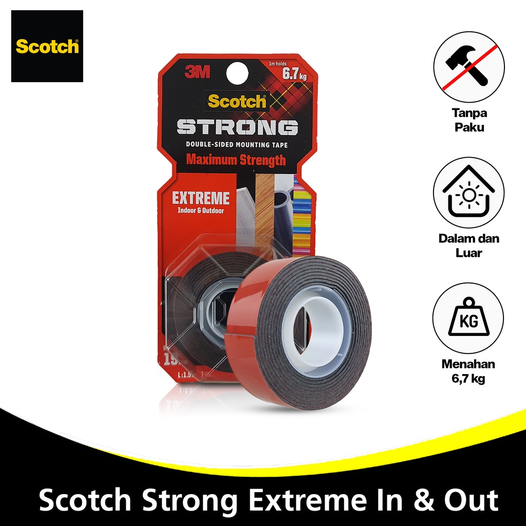 3M Scotch 414 Extreme Strong Mounting Double Side Sided Tape 25.4mm x 1.5M / 19mm x 1.5 / 19mm x ...