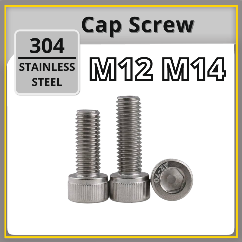 M12 M14 Hex Socket Cap Screw DIN912 | SUS 304 Stainless Steel Grade A2-70 | M12 Screw M14 Screw ...