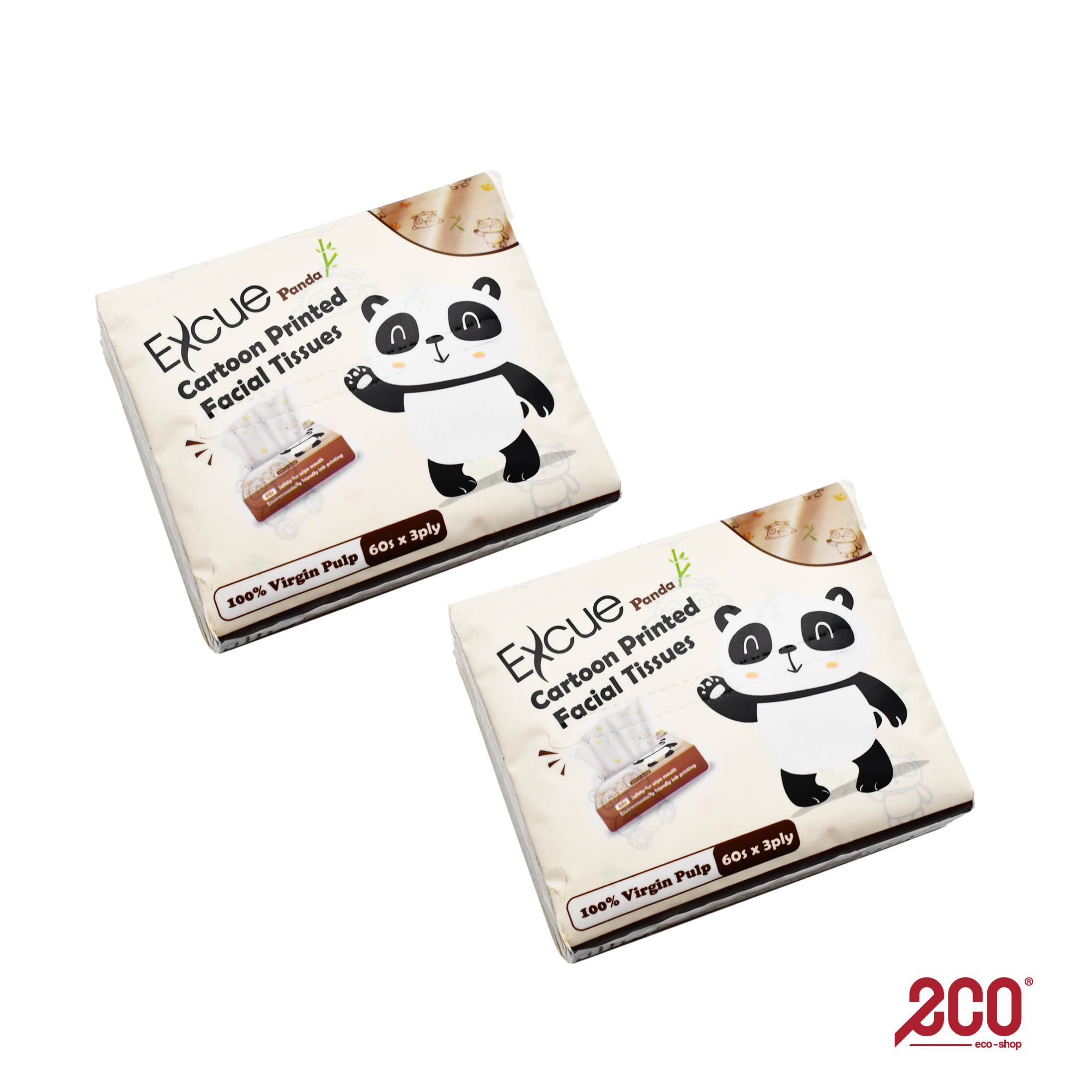 Excue 3 Ply Panda Cartoon Printed Facial Tissues 60 Sheets (2pcs/pack ...