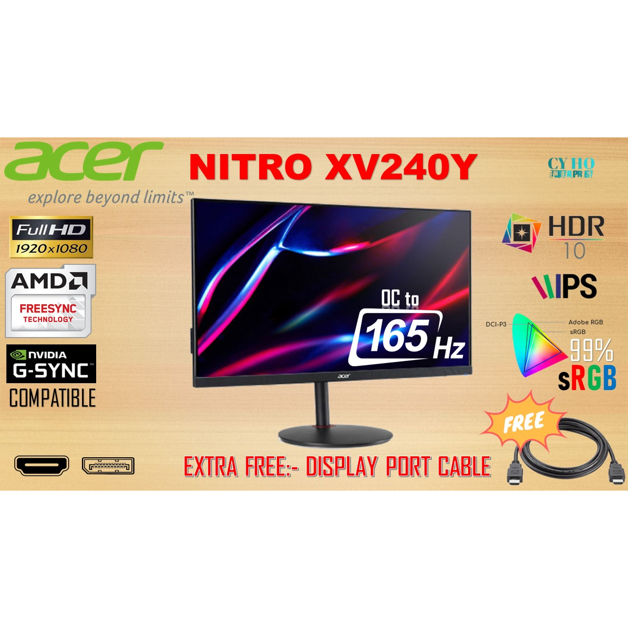 ACER XV240Y 23.8" OC-165hz FHD-IPS/ EI242QRP 23.6" 144Hz FHD VA CURVED ...
