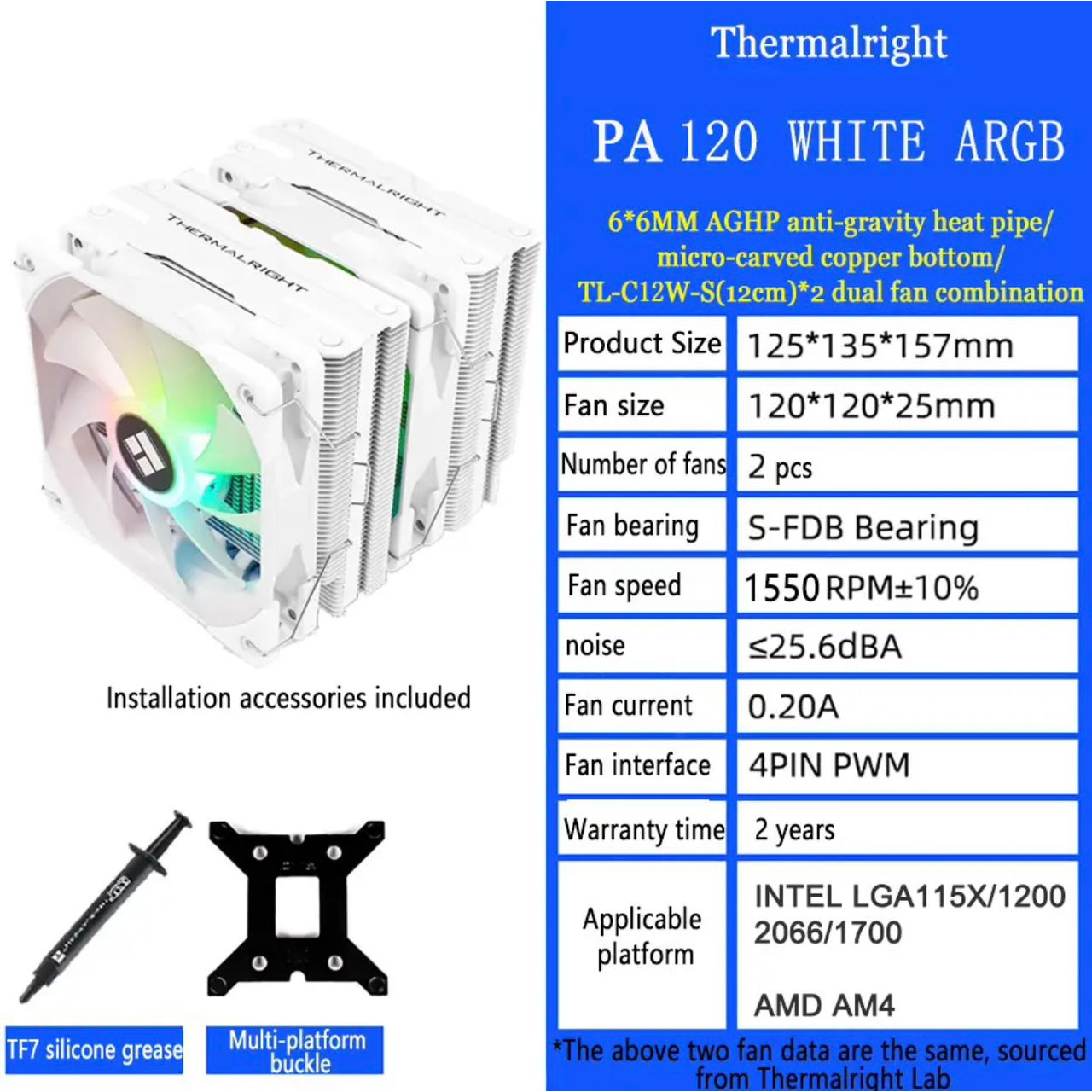 Thermalright PA120 SE 6 Heat Pipe CPU Cooler AGHP Inverse Gravity PC ...