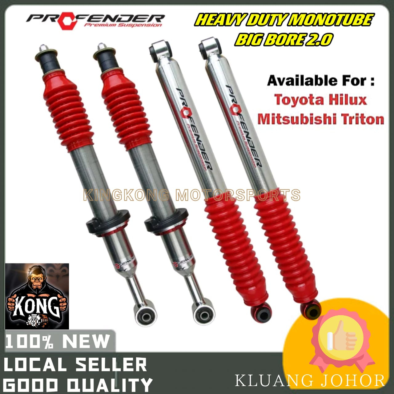 PROFENDER HEADY DUTY MONOTUBE BIG BORE 2.0 SHOCK ABSORBER TOYOTA HILUX ...