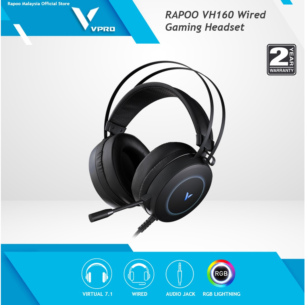 Rapoo VH160 Virtual 7.1 Channels Gaming Heaset BLACK - 2 Years Warranty | Shopee Malaysia