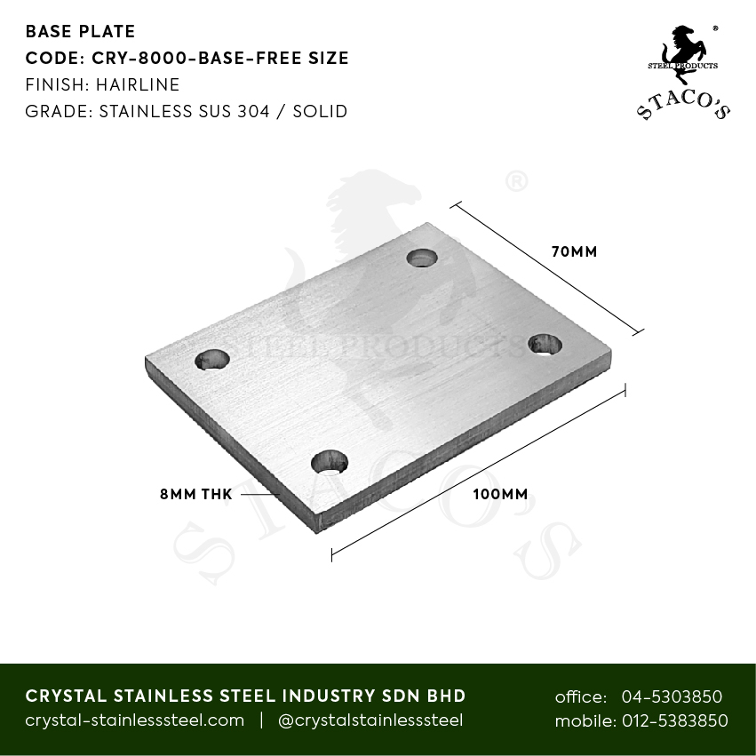 STACOS Stainless Steel 304 Base Plate Balustrade Baluster Staircase ...