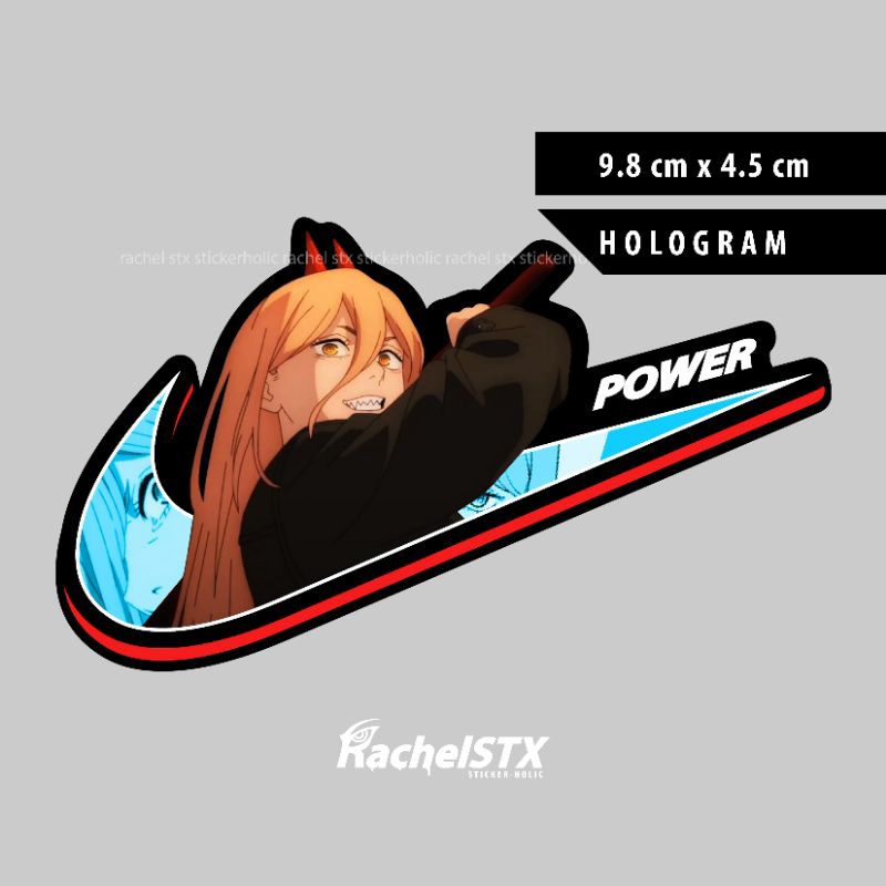 POWER sticker nike swoosh anime sticker chainsaw man hologram sticker ...