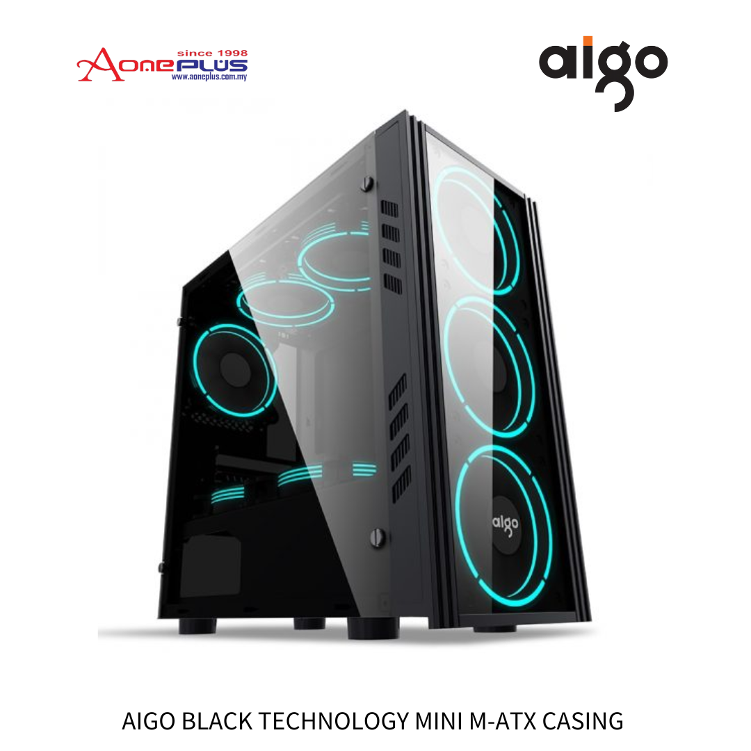 (AONE PLUS SS2) AIGO BLACK TECHNOLOGY MINI M-ATX CASING | Shopee Malaysia