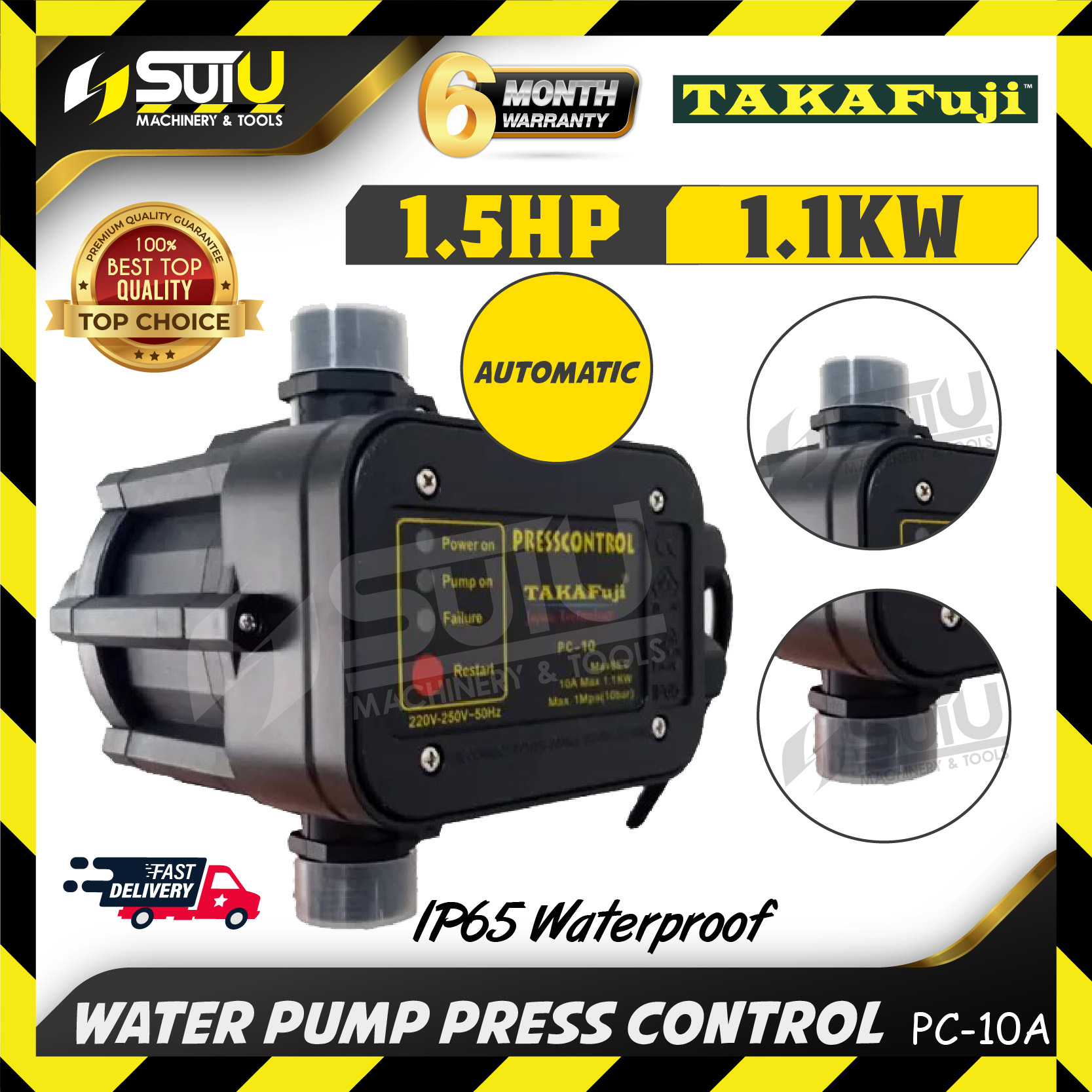 【100% ORIGINAL】TAKAFUJI PC-10A / PC10A 1.5HP 1.5Bar Automatic Pressure Pump / Pressure Control ...