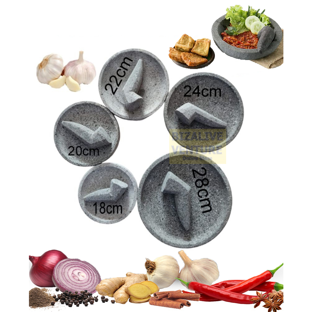 (Original) Lesung Gesek Batu | Mortar and Pestle | Cobek Batu & Ulekan ...
