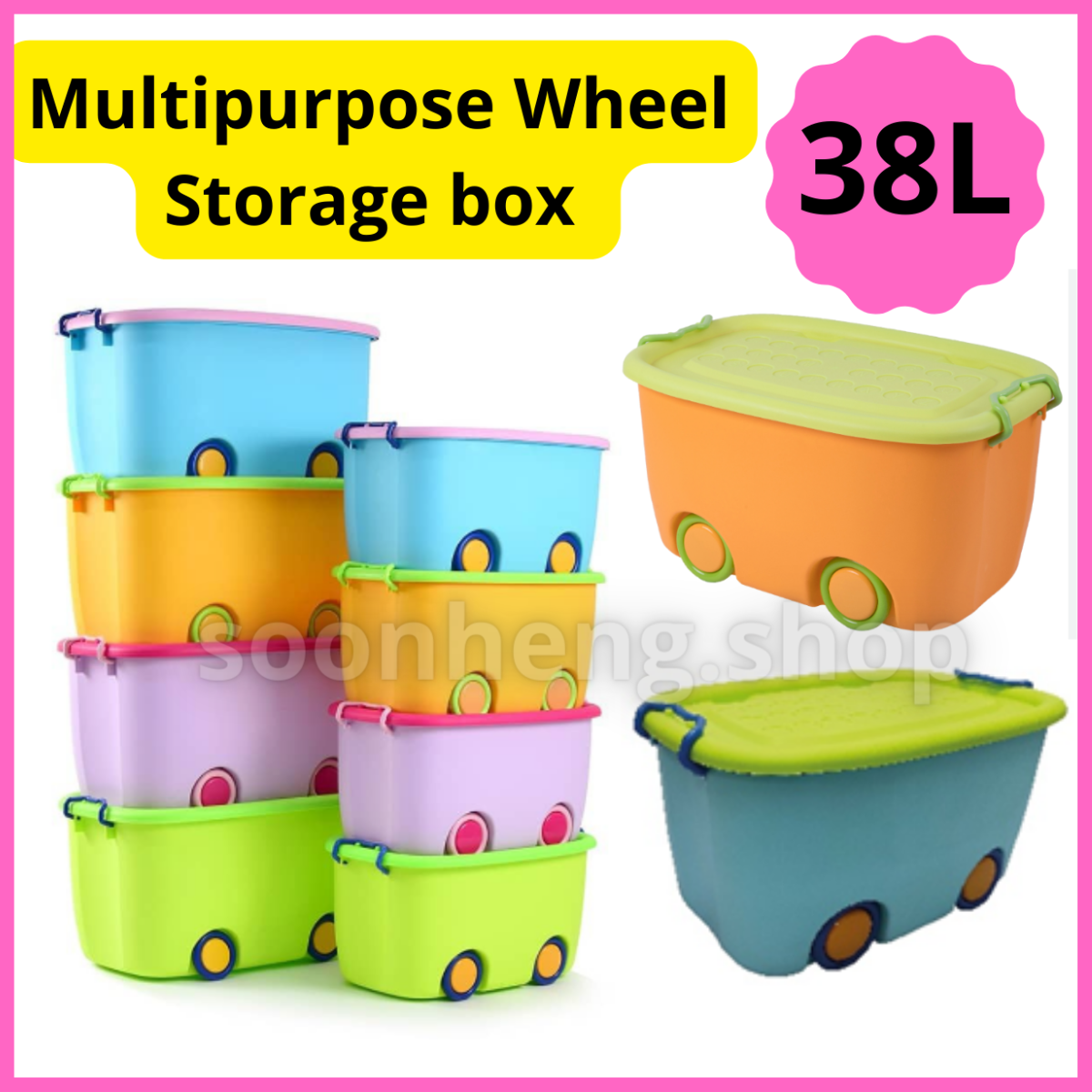 Toy Storage Box with Wheel Living Room Storage Toy Organization ...