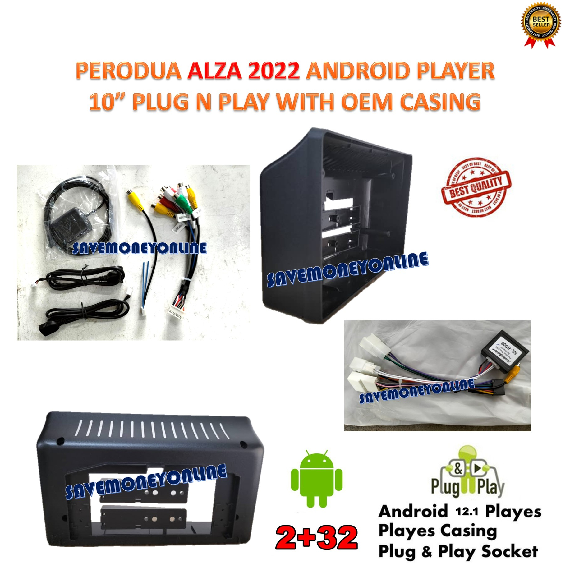PERODUA ALZA 2022 ANDROID PLAYER 10” INCH PLUG N PLAY WITH OEM CASING ...