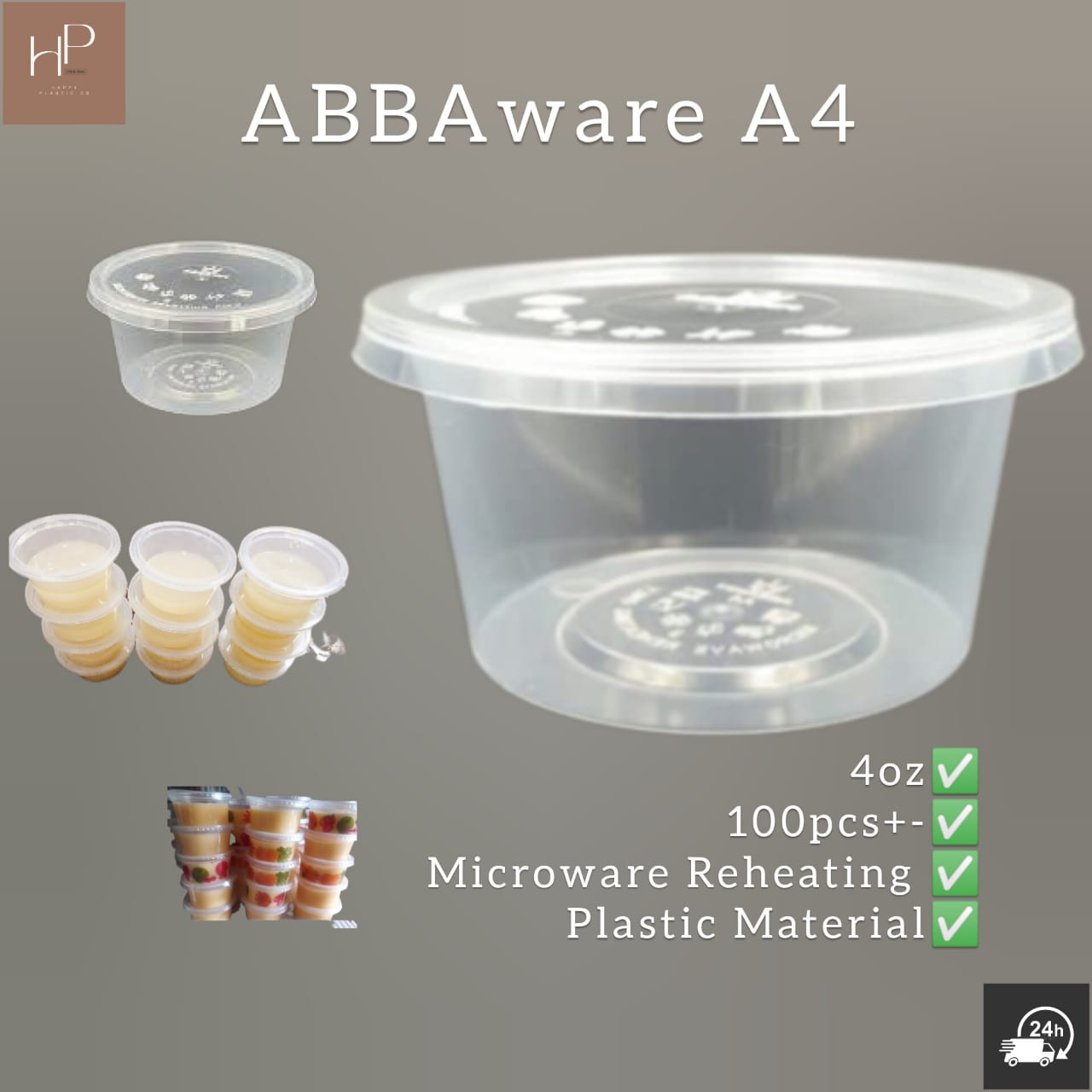 4oz Round PP Container [100 Pieces] Disposable Plastic Food Container ...
