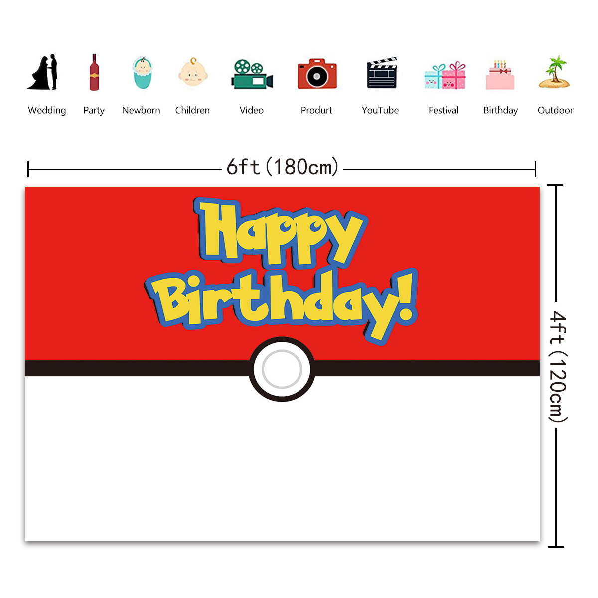 Pokemon Birthday Backdrop Pikachu Birthday Decoration Pokemon Party ...
