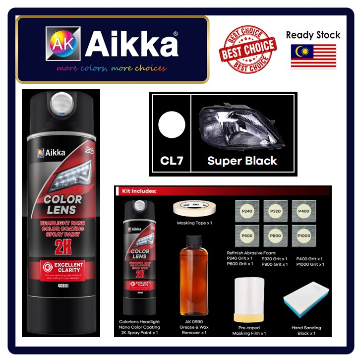 Aikka 2K Headlamp Nano Coating Color Lens Set | 2K Aerosol Spray ...