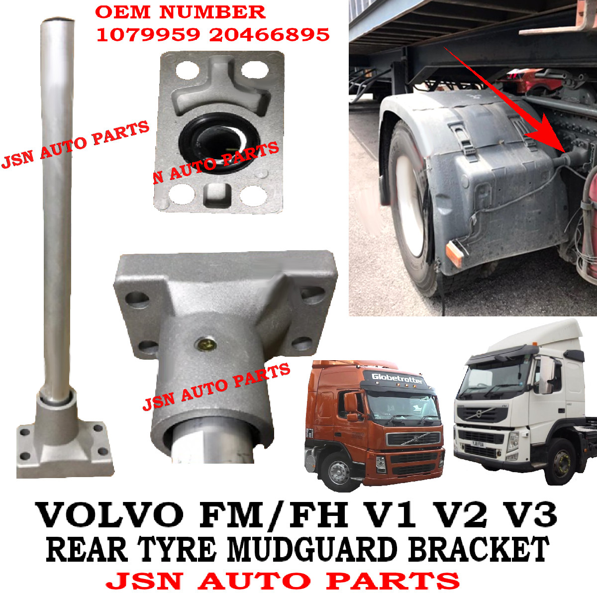 J02S14 REAR TYRE MUDGUARD BRACKET VOLVO FM/FH FM12 V2 20466895 1079959 ...