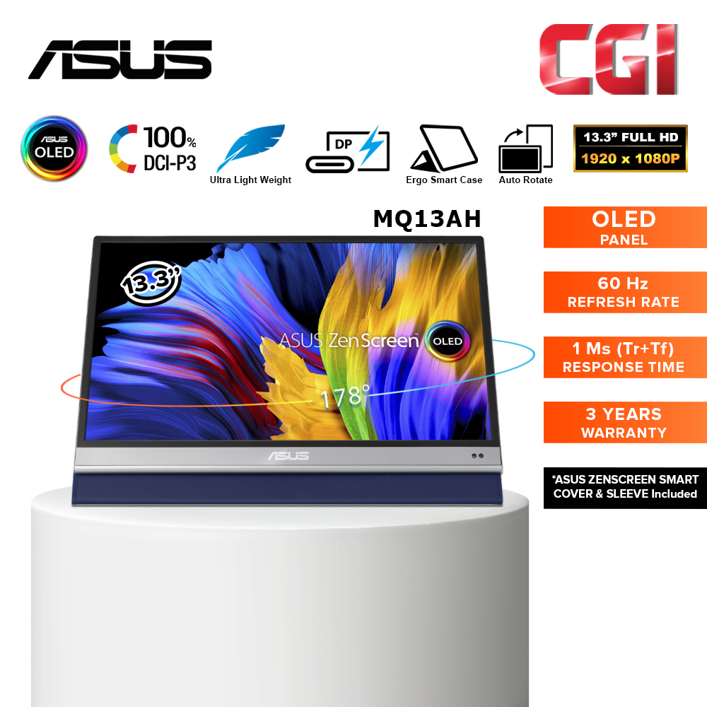 Asus 13.3" MQ13AH Zenscreen OLED FHD 1ms 60Hz HDR10 100% DCI-P3 Delta E