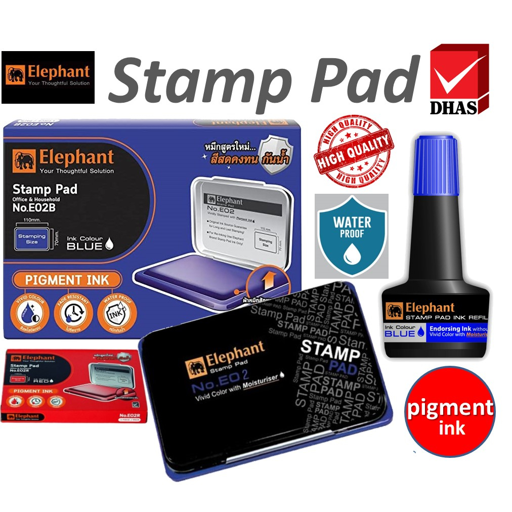 Elephant Stampad Stamp Pad Blue Black Red Small Medium Big E02 Refill Ink Pigment Waterproof ...