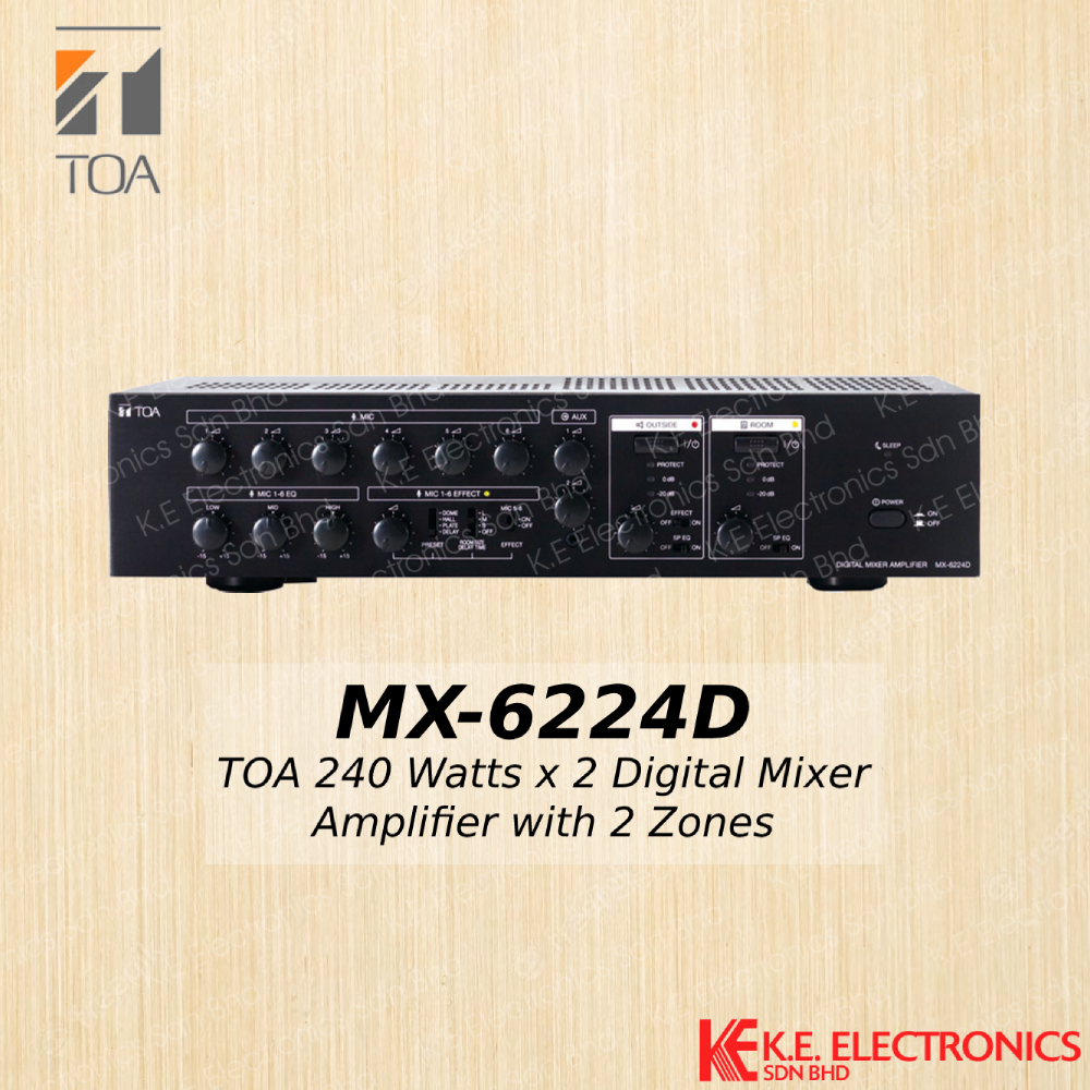 TOA MX-6224D 240 Watts x 2 Digital Mixing Amplifier with 2 Zones | Shopee Malaysia