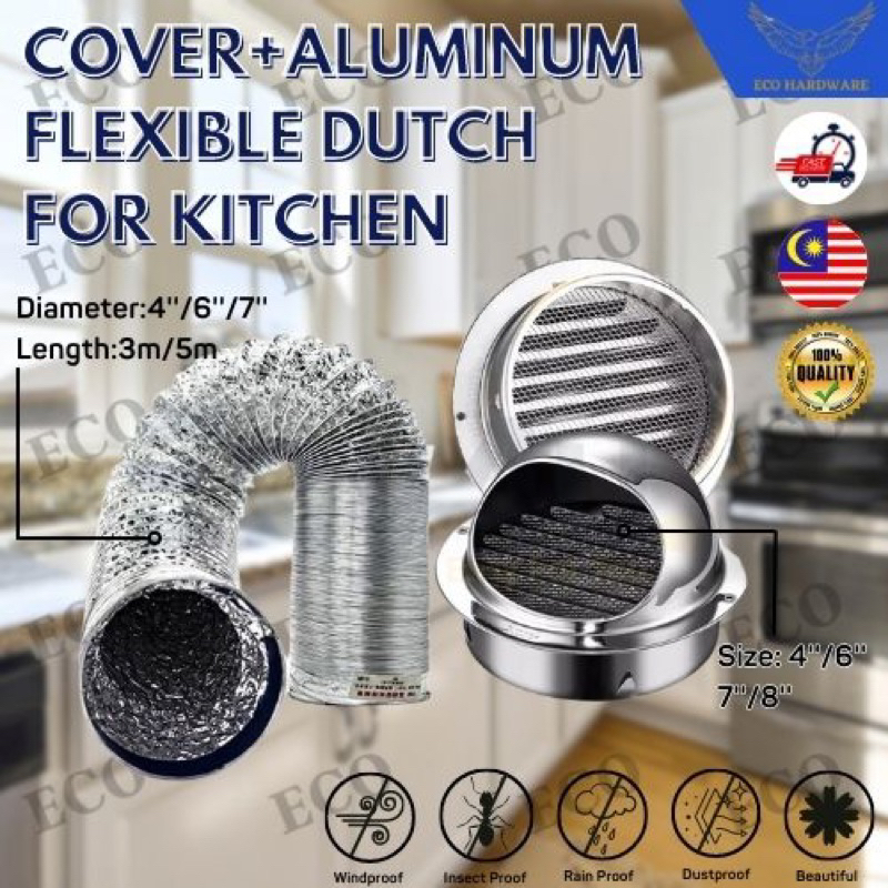 Stainless Steel Kitchen Exhaust Hood Aluminium Flexible Hose Ducting ...