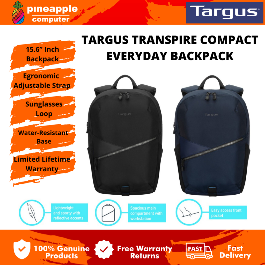 Targus Transpire Compact Everyday Backpack - Blue/Black (15/16 ...