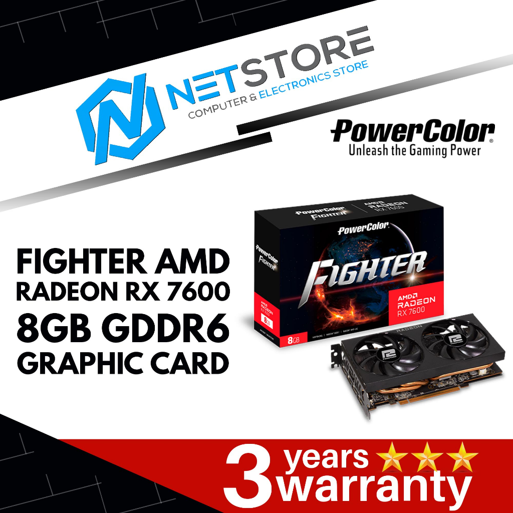 POWERCOLOR FIGHTER AMD RADEON RX 7600 8GB GDDR6 GRAPHIC CARD - POWER ...