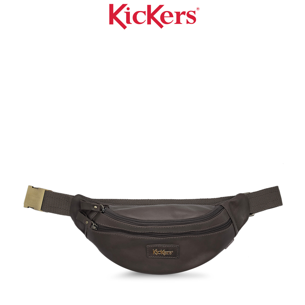 Kickers Genuine Top Grain Leather Copper Logo Brown Waist Bag # ...