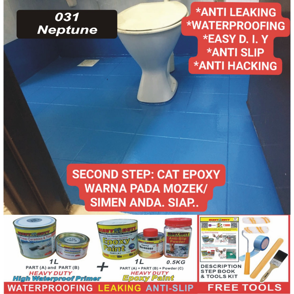 031 NEPTUNE FULL SET Epoxy Floor Coating ( FREE Tool Set ) ( Heavy Duty ...