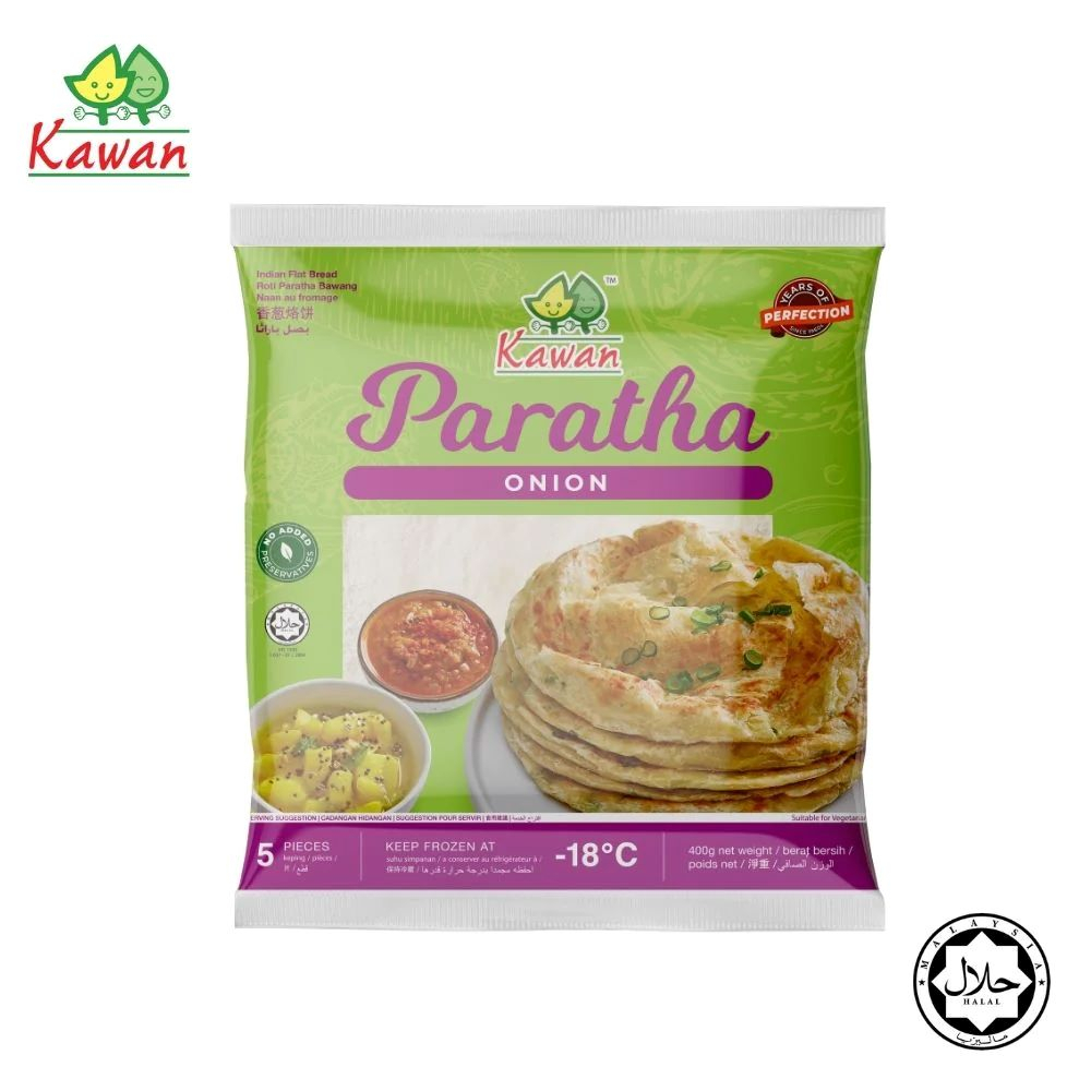 Kawan Brand Premium PA Roti Pratha Paratha 5's 400g Frozen Halal Bawang ...