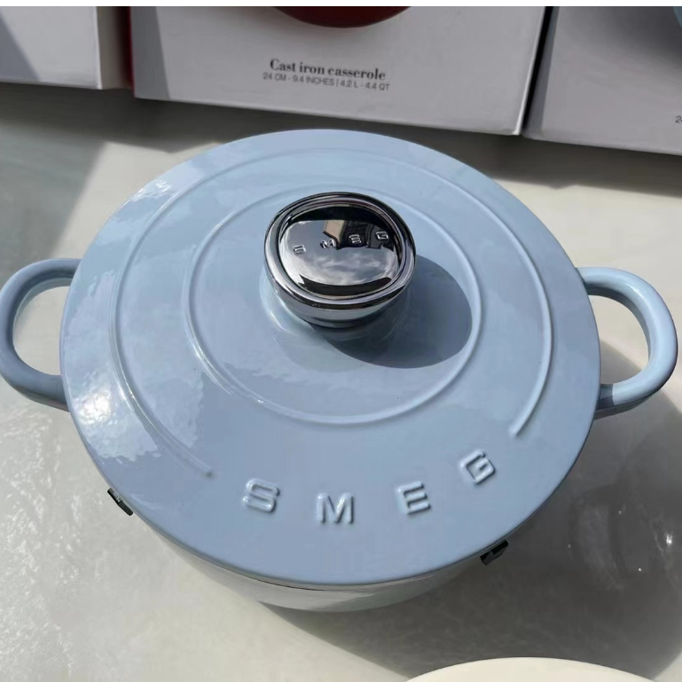 🔥SMEG Enamel Pot Soup Pot 24cm Large Capacity Soup Pot Double Ear ...