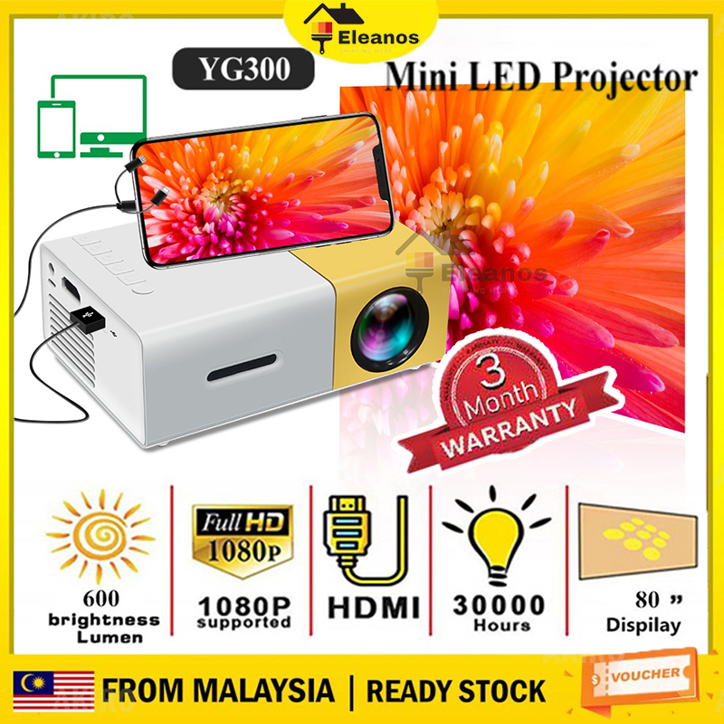 🔥 YG300 Mini Android Projector 1080P HD Portable 4K Supported Built-in ...