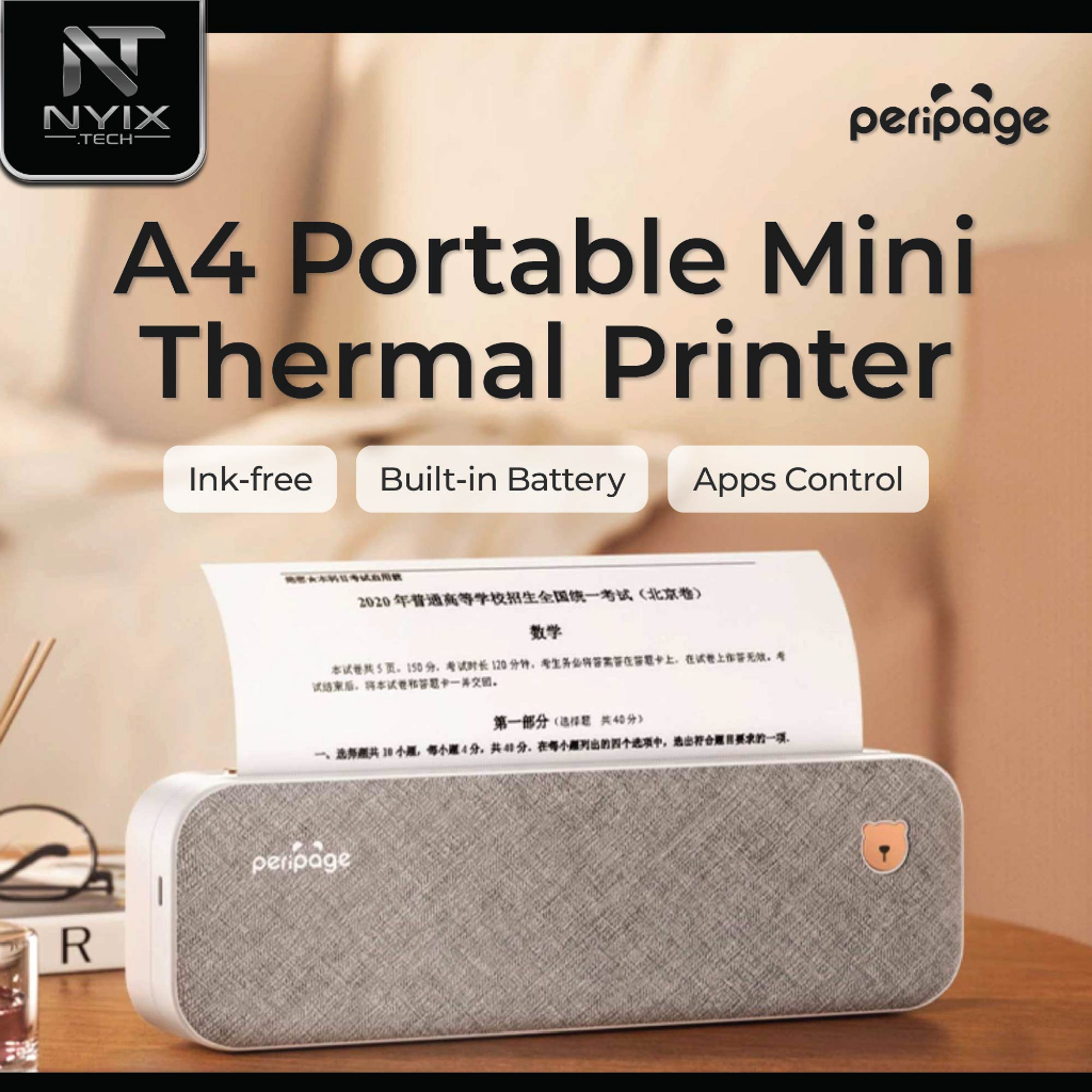 PeriPage A4 Mini Printer Wireless Photo Portable Small Phone Bluetooth ...